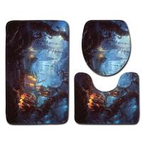 China 45x75cm Non Slip Toilet Mat Set Absorbent Polyester Bathroom Rug 3 Piece for sale