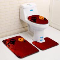 China 45x75cm Non Slip Toilet Mat Set Absorbent Polyester Bathroom Rug 3 Piece for sale