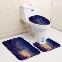 China 45x75cm Non Slip Toilet Mat Set Absorbent Polyester Bathroom Rug 3 Piece for sale