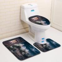 China 45x75cm Non Slip Toilet Mat Set Absorbent Polyester Bathroom Rug 3 Piece for sale