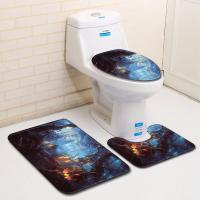 China 45x75cm Non Slip Toilet Mat Set Absorbent Polyester Bathroom Rug 3 Piece for sale