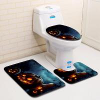 China 45x75cm Non Slip Toilet Mat Set Absorbent Polyester Bathroom Rug 3 Piece for sale