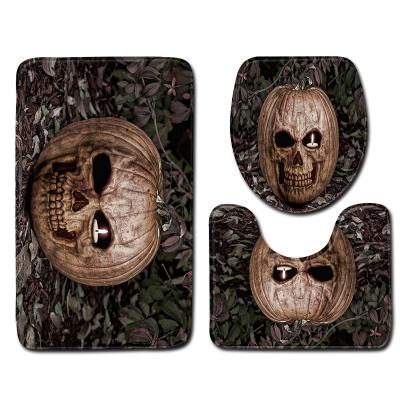 China Customizable 3 Piece Bath Mat Set Non Slip Polyester Bathroom Carpet 45x75cm for sale