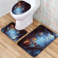 China Custom Polyester Fiber Bathroom Mat Set 3 Piece Non Slip Floor Rug 45x75cm for sale
