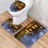 China Custom Polyester Fiber Bathroom Mat Set 3 Piece Non Slip Floor Rug 45x75cm for sale