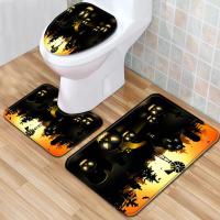 China Custom Polyester Fiber Bathroom Mat Set 3 Piece Non Slip Floor Rug 45x75cm for sale