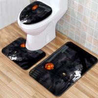 China Custom Polyester Fiber Bathroom Mat Set 3 Piece Non Slip Floor Rug 45x75cm for sale