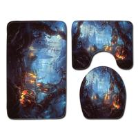 China Custom Polyester Fiber Bathroom Mat Set 3 Piece Non Slip Floor Rug 45x75cm for sale