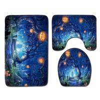 China Custom Polyester Fiber Bathroom Mat Set 3 Piece Non Slip Floor Rug 45x75cm for sale