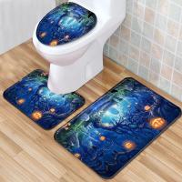 China Custom Polyester Fiber Bathroom Mat Set 3 Piece Non Slip Floor Rug 45x75cm for sale