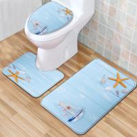 China Custom Polyester Fiber Bathroom Mat Set 3 Piece Non Slip Floor Rug 45x75cm for sale