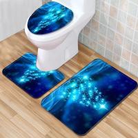 China Custom Polyester Fiber Bathroom Mat Set 3 Piece Non Slip Floor Rug 45x75cm for sale