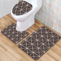 China Custom Polyester Fiber Bathroom Mat Set 3 Piece Non Slip Floor Rug 45x75cm for sale