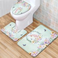 China Custom Polyester Fiber Bathroom Mat Set 3 Piece Non Slip Floor Rug 45x75cm for sale