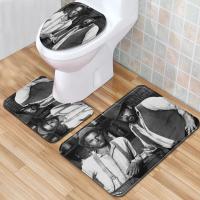 China Custom Polyester Fiber Bathroom Mat Set 3 Piece Non Slip Floor Rug 45x75cm for sale