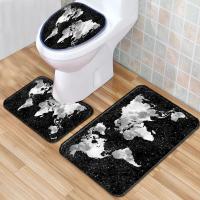 China Custom Polyester Fiber Bathroom Mat Set 3 Piece Non Slip Floor Rug 45x75cm for sale