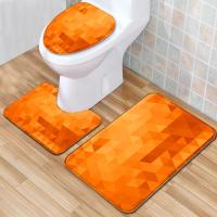 China Custom Polyester Fiber Bathroom Mat Set 3 Piece Non Slip Floor Rug 45x75cm for sale
