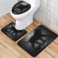 China Custom Polyester Fiber Bathroom Mat Set 3 Piece Non Slip Floor Rug 45x75cm for sale