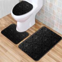 China Custom Polyester Fiber Bathroom Mat Set 3 Piece Non Slip Floor Rug 45x75cm for sale