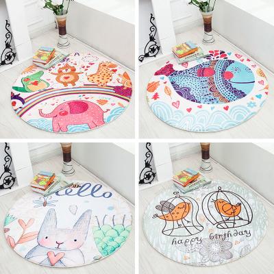 China Kids Anti Skid Chair Floor Mat 45cm Round Polyester Carpet for Swivel Chair Crawling for sale