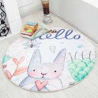 China Kids Anti Skid Chair Floor Mat 45cm Round Polyester Carpet for Swivel Chair Crawling for sale