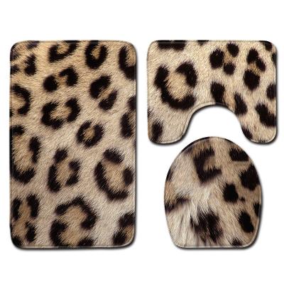 China Custom Animal Pattern Polyester Bathroom Mat Set 45x75cm Non Slip Floor Rug for sale