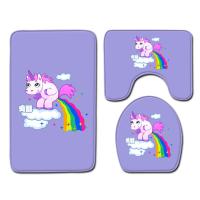 China Custom Animal Pattern Polyester Bathroom Mat Set 45x75cm Non Slip Floor Rug for sale