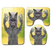 China Custom Polyester Cat Toilet Mat Set Anti Slip Bathroom Carpet 45x75cm for sale