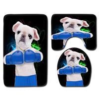 China Custom Polyester Cat Toilet Mat Set Anti Slip Bathroom Carpet 45x75cm for sale