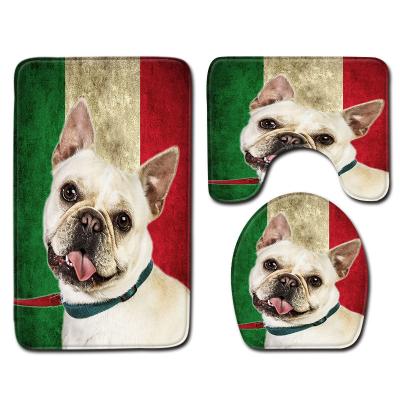 China Custom Polyester Cat Toilet Mat Set Anti Slip Bathroom Carpet 45x75cm for sale