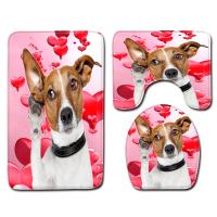 China Custom Polyester Cat Toilet Mat Set Anti Slip Bathroom Carpet 45x75cm for sale