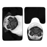 China Custom Polyester Cat Toilet Mat Set Anti Slip Bathroom Carpet 45x75cm for sale