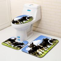 China Custom Polyester Cat Toilet Mat Set Anti Slip Bathroom Carpet 45x75cm for sale