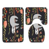 China Custom Polyester Cat Toilet Mat Set Anti Slip Bathroom Carpet 45x75cm for sale