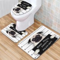 China Custom Polyester Cat Toilet Mat Set Anti Slip Bathroom Carpet 45x75cm for sale