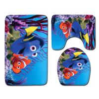 China Custom Polyester Cat Toilet Mat Set Anti Slip Bathroom Carpet 45x75cm for sale