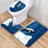 China Custom Polyester Cat Toilet Mat Set Anti Slip Bathroom Carpet 45x75cm for sale