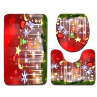 China Custom Christmas Snowman Bath Mat Set 45x75cm Anti Skid Polyester Non Slip Floor Mats for sale