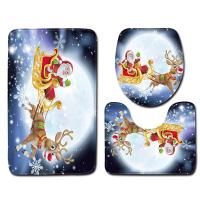 China Custom Christmas Snowman Bath Mat Set 45x75cm Anti Skid Polyester Non Slip Floor Mats for sale