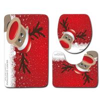 China Custom Christmas Snowman Bath Mat Set 45x75cm Anti Skid Polyester Non Slip Floor Mats for sale