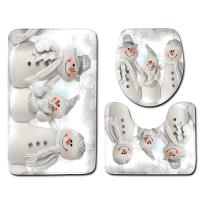 China Custom Christmas Snowman Bath Mat Set 45x75cm Anti Skid Polyester Non Slip Floor Mats for sale
