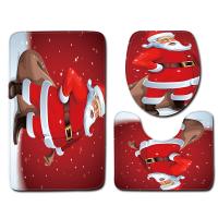 China Custom Christmas Snowman Bath Mat Set 45x75cm Anti Skid Polyester Non Slip Floor Mats for sale