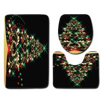 China Custom Christmas Snowman Bath Mat Set 45x75cm Anti Skid Polyester Non Slip Floor Mats for sale