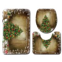 China Custom Christmas Snowman Bath Mat Set 45x75cm Anti Skid Polyester Non Slip Floor Mats for sale