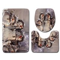 China Custom Christmas Snowman Bath Mat Set 45x75cm Anti Skid Polyester Non Slip Floor Mats for sale