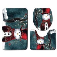 China Custom Christmas Snowman Bath Mat Set 45x75cm Anti Skid Polyester Non Slip Floor Mats for sale