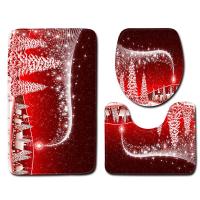China Custom Christmas Snowman Bath Mat Set 45x75cm Anti Skid Polyester Non Slip Floor Mats for sale