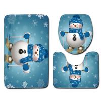 China Custom Christmas Snowman Bath Mat Set 45x75cm Anti Skid Polyester Non Slip Floor Mats for sale