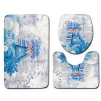 China Custom Christmas Snowman Bath Mat Set 45x75cm Anti Skid Polyester Non Slip Floor Mats for sale