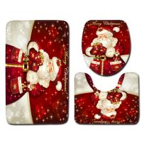 China Custom Christmas Snowman Bath Mat Set 45x75cm Anti Skid Polyester Non Slip Floor Mats for sale